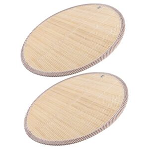 2pcs bamboo dumpling mat wood serving tray round dumpling serving platter coffee table serving tray handmade rattan food tray for chinese dumplings mat kitchen bamboo steamer liner (khaki)