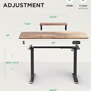 Totnz Memory Electric Height Adjustable Desk Sit Stand Up Computer Workstation for Home Office, 48inch, Rustic Brown