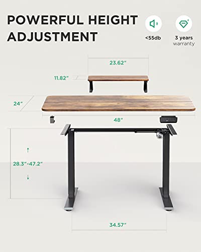 Totnz Memory Electric Height Adjustable Desk Sit Stand Up Computer Workstation for Home Office, 48inch, Rustic Brown