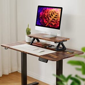 Totnz Memory Electric Height Adjustable Desk Sit Stand Up Computer Workstation for Home Office, 48inch, Rustic Brown