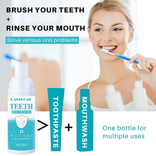 LANTHOME White Foam Teeth Whitening Products(2PCS)-Tooth Whitening Mousse,Teeth Whitening Foam, Whitens Teeth & Fights Bad Breath