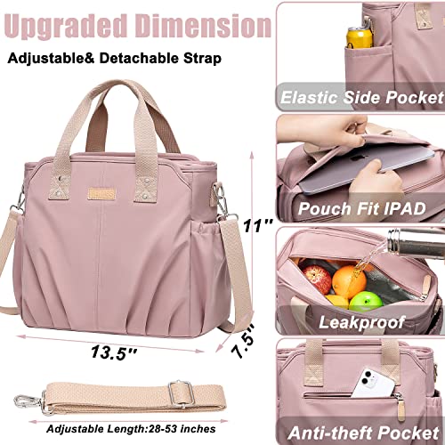 Weitars Lunch Bag For Women Lunch Bag For Work Lunch Box For Women,Insulated Lunch Cooler Purse Lunch Tote,Wide-Open Lunch Box With Shoulder Strap,Multi-Pockets,Lunch Bag For Picnic Beach Hiking