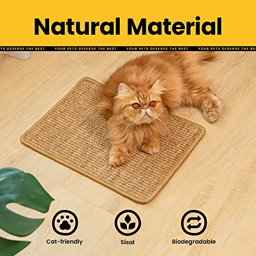 Conlun Cat Scratcher Mat,Natural Sisal Cat Scratch Pad,Horizontal Floor Cat Scratching Pads Rug for Indoor Cats Grinding Claws Nails,Cat Furniture Protector for Couch & Carpets & Sofas