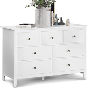 yokstore white dresser for bedroom, 7 drawer dresser, wooden bedroom dresser, modern storage chest of drawers for living room, hallway, entryway, bedroom furniture