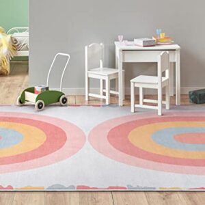 Well Woven Kids Rugs Crescent Rainbow 3'3" x 5' Multi Color Modern Printed Machine Washable Area Rug