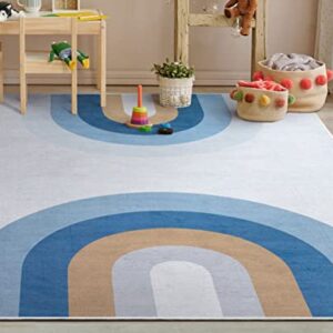 Well Woven Kids Rugs Twilight Rainbow 6' x 9' Blue Modern Printed Machine Washable Area Rug