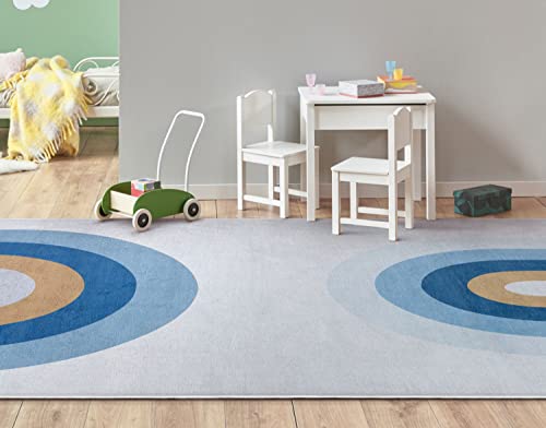 Well Woven Kids Rugs Twilight Rainbow 6' x 9' Blue Modern Printed Machine Washable Area Rug