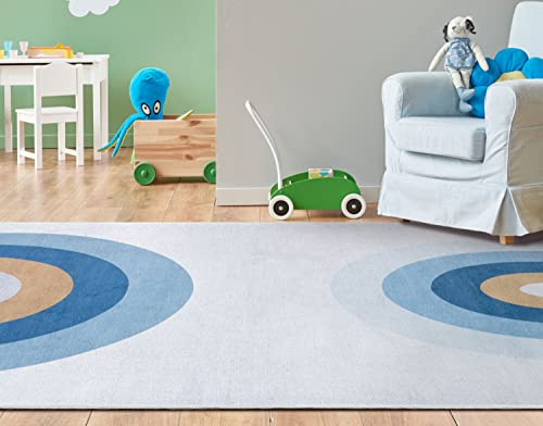 Well Woven Kids Rugs Twilight Rainbow 6' x 9' Blue Modern Printed Machine Washable Area Rug