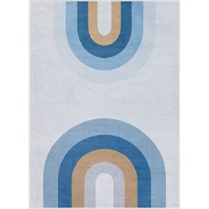 Well Woven Kids Rugs Twilight Rainbow 6' x 9' Blue Modern Printed Machine Washable Area Rug