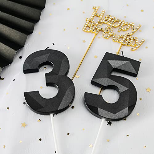 UVTQSSP 3.94 Inch Black Number 1 Candles Large Glitter Numeral Birthday Candles Cake Topper Decoration for Party Adults Kisd or Pets