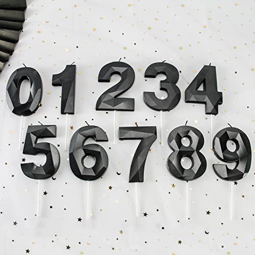 UVTQSSP 3.94 Inch Black Number 1 Candles Large Glitter Numeral Birthday Candles Cake Topper Decoration for Party Adults Kisd or Pets