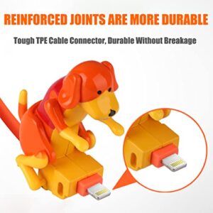 Teursa Funny Dog Charger Cable Stray Dog Charging Cable 4 ft USB Charger Cable for Phone (Lightning Cable, Orange)