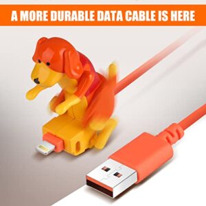 Teursa Funny Dog Charger Cable Stray Dog Charging Cable 4 ft USB Charger Cable for Phone (Lightning Cable, Orange)