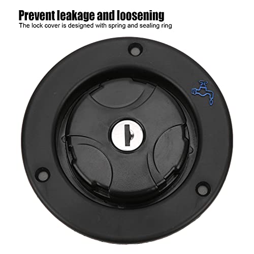 Aramox Water Inlet Lock Fit for Motorhome Caravan Boat Car, Water Locking Cap with Lock Gravity Modification Parts(Black)