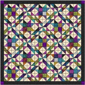 material maven quilt kit painted sky with paula nadelstern's poured colour fabric by benartex precut king sz, multicolor