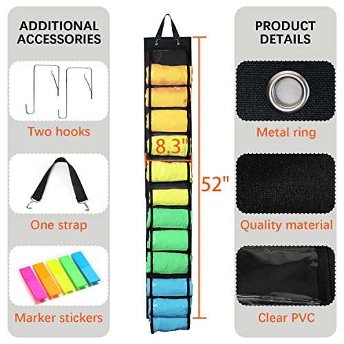 Gaonmic Legging Roll Holder Organizer for Clothes T-Shirt Yoga Storage Bag with 24 Compartments Over Hanging-Clothes Storage The Door/Wall Saving Clothes Closets Roll Holder (Black)