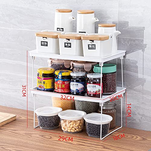 Q.Y.Home Stackable Storage cabinets, Storage Rack, Kitchen Storage Rack, Living Room Storage Racks, Bathroom Storage Rack. For Kitchen, Bathroom, Living Room, School Dormitory - 2 Pack (White)