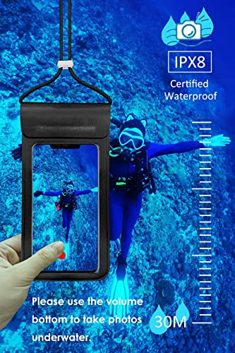 NIUTRIP Waterproof Pouch Cellphone Case,Dry Phone Bag Compatible for iPhone 13 12 11 Pro Max XS Max XR X 8 7 6 S SE,Galaxy S22 Ultra S21 S20 S10,Up to 7-7.2",Plus Black and Plus Sliver,2Pack