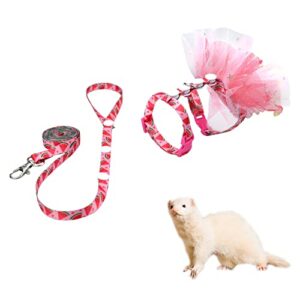 ferret harness and leash walking vest harness with tutu skirt dress for ferret rat hamster small pet outdoor vest