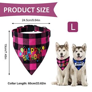 HACRAHO Dog Bandana Collar, 2 PCS It’s My Birthday Plaid Dog Bandana Happy Birthday Dog Birthday Bandana for Dog Birthday Party Supplies, L