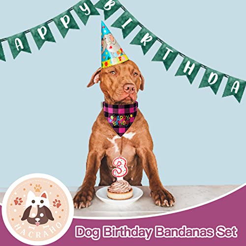 HACRAHO Dog Bandana Collar, 2 PCS It’s My Birthday Plaid Dog Bandana Happy Birthday Dog Birthday Bandana for Dog Birthday Party Supplies, L