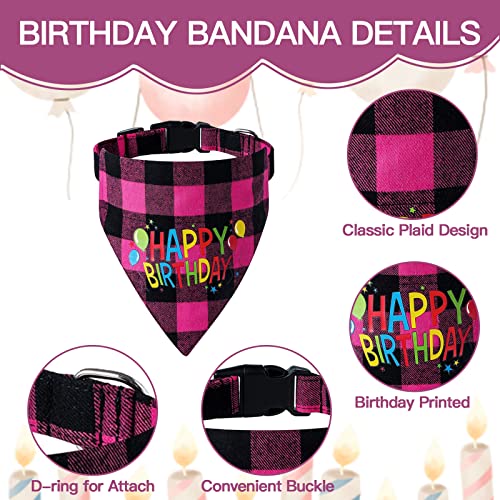 HACRAHO Dog Bandana Collar, 2 PCS It’s My Birthday Plaid Dog Bandana Happy Birthday Dog Birthday Bandana for Dog Birthday Party Supplies, L