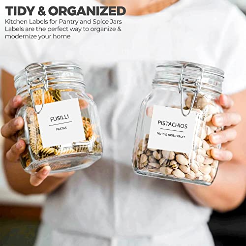 310 Pcs Kitchen Pantry Labels for Containers Preprinted with Blank and Expiration Labels, Minimalist Waterproof Labels for Spice Jars, Organizing Labels Stickers for Jars Canisters Storage Bins