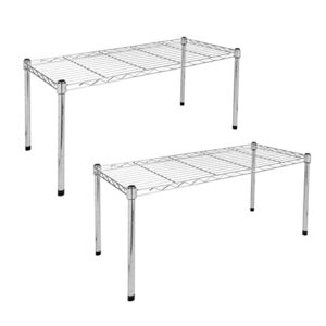 yssoa heavy duty 1-shelf shelving, adjustable storage units, steel organizer wire rack, 30" w x 14" d x 15" h, chrome,2-pack