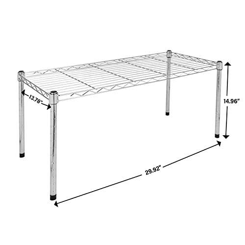 YSSOA Heavy Duty 1-Shelf Shelving, Adjustable Storage Units, Steel Organizer Wire Rack, 30" W x 14" D x 15" H, Chrome,2-Pack