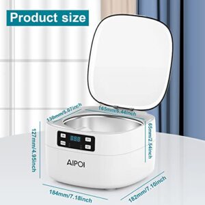 AIPOI Ultrasonic Jewelry Cleaner 750ML, Ultrasonic Cleaning Machine with Timer and Degas, 43KHz Ultrasound Bath for Cleaning Jewelry, Ring, Necklace, Silver, Eyeglass, Watch Chains, Denture, Coins