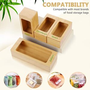 SGVA Ziplock Bag Organizer Bamboo Ziplock Bag Storage Organizer Container for Kitchen Drawer,Baggie Organizer Compatible with Gallon, Quart, Sandwich, and Snack Bags