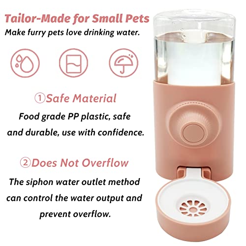 Fhiny Rabbit Water Bottle No Drip, 2 PCS Hanging Guinea Pig Water Dispenser 600ml Small Animal Gravity Automatic Water Feeder for Bunny Guinea Pigs Chinchillas Hedgehogs Ferrets Squirrels (Pink)