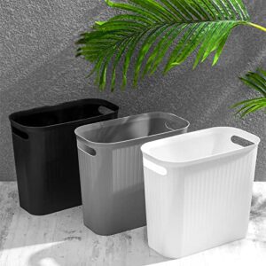 rejomiik Small Trash Can, 1.6 Gallon Slim Garbage Can Plastic Wastebasket Container Bin with Handles for Narrow Spaces Bathroom, Bedroom, Office, Home, Dorm Room, Kitchen, 2 Pack, Gray