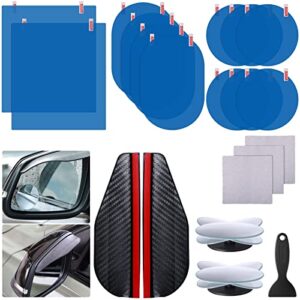 tallew 20 pcs waterproof car mirror film set, 12 pcs waterproof mirror film for car, 2 pcs car side mirror rain guard, 2 pcs blind spot mirrors 4 pcs scraper and cleaning cloth for most car truck suv