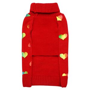 KYEESE Valentines Day Dog Sweaters Colorful Radiant Printing Love Design with Leash Hole Pet Sweater Pet Clothes,XL