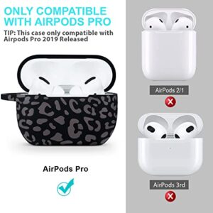 Leopard Silicone Airpods Pro Case 2019, Gawnock Soft Case Cover Flexible for iPod Pro Case Floral Print Cover for Women Girls with Keychain - Grey Leopard Cheetah