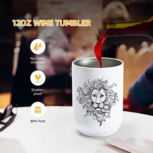 AGH 12 oz Sublimation Wine Tumblers, 6 pack Stainless Steel Double Wall Vacuum Insulated Tumblers