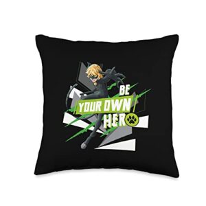 miraculous ladybug cat noir be your own hero throw pillow, 16x16, multicolor