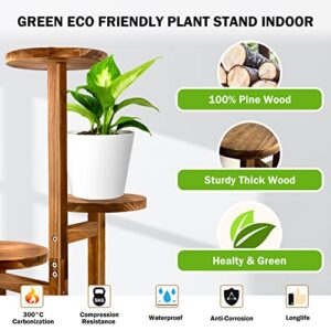 TDZWIN Plant Stand, 5 Tier Plant Stand Indoor Plant Stand Corner Plant Stands For Indoor Plants Multiple, Indoor Wood Tiered Plant Stands Tall Plant Stand For Living Room Balcony Garden Patio(Walnut)