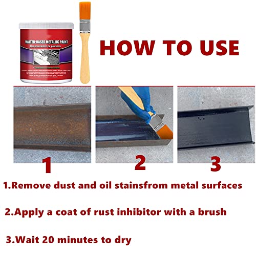 DyKay 100ML Water-Based Metal Rust Remover,Multi-Functional Car Metallic Paint,Rust Preventive Coating,Anti-Rust Chassis Universal Rust Converter with Brush