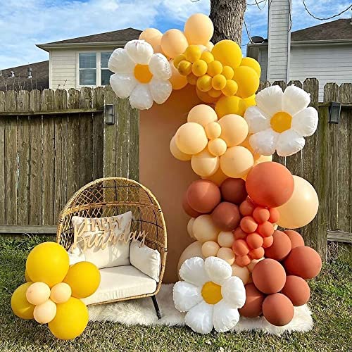 Sugoiti Daisy Spring Balloons Garland Arch Kit Orange Red Yellow Cream Flower 113PCS Latex Balloon for Baby Shower Home Garden Decor Decoration Kids' Birthday Party