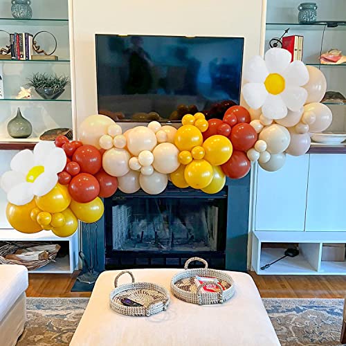 Sugoiti Daisy Spring Balloons Garland Arch Kit Orange Red Yellow Cream Flower 113PCS Latex Balloon for Baby Shower Home Garden Decor Decoration Kids' Birthday Party