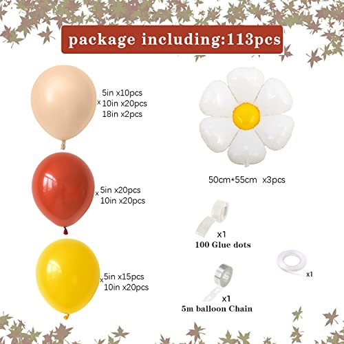 Sugoiti Daisy Spring Balloons Garland Arch Kit Orange Red Yellow Cream Flower 113PCS Latex Balloon for Baby Shower Home Garden Decor Decoration Kids' Birthday Party