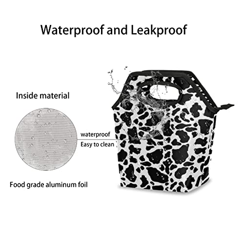 Cow Lunch Box Cow Animal Skin Print Insulated Soft Lunch Bag Mini Cooler Thermal Meal Tote Bags With Zipper for Outdoor Work School Picnic Travel