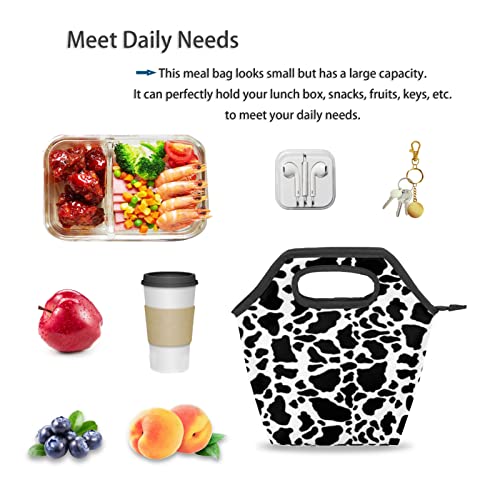 Cow Lunch Box Cow Animal Skin Print Insulated Soft Lunch Bag Mini Cooler Thermal Meal Tote Bags With Zipper for Outdoor Work School Picnic Travel