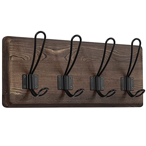 LIANTRAL Coat Rack Wall Mount, 15'' Rustic Coat Hanger for Wall, 4 Coat Hooks for Hanging Hats, Coats, Keys, Entryway, Mudroom, Living Room