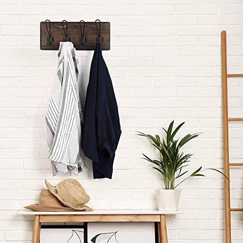 LIANTRAL Coat Rack Wall Mount, 15'' Rustic Coat Hanger for Wall, 4 Coat Hooks for Hanging Hats, Coats, Keys, Entryway, Mudroom, Living Room