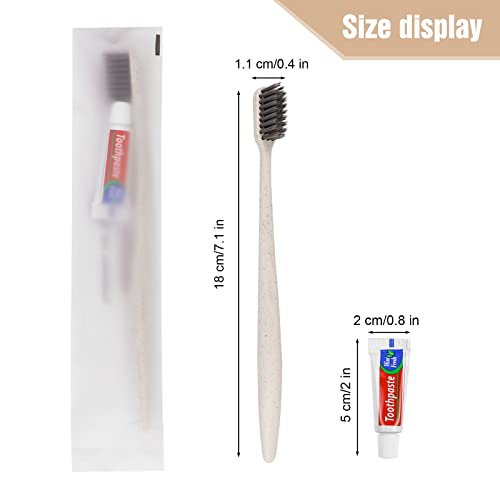 Xuezoioy Disposable Toothbrushes with Toothpaste,30 Pack Apricot Individually Wrapped Disposable Travel Toothbrushes Kit in Bulk for Homeless,Nursing Home,Hotel,Charity