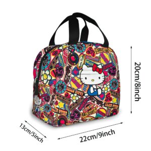 Crunowin Cartoon Lunch Box Portable Insulated Lunch Bag Multifunctional Zipper Tote Bag for Office Work Picnic School-1