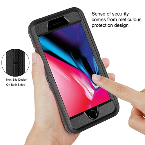 Case for iPhone 7/iPhone 8 with Screen Protector [Shockproof] [Dropproof] [Dust-Proof], 3 in 1 Full Body Rugged Heavy Duty Case Durable Cover for iPhone 7/8 4.7" Black